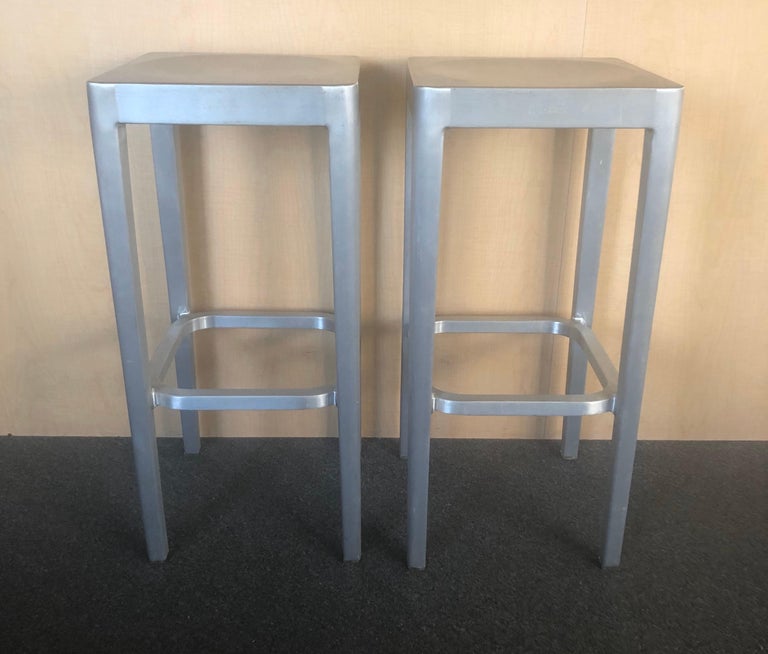 Pair of Brushed Aluminum Bar Stools by Philippe Starck for Emeco at ...