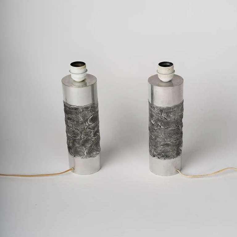 Pair of Brutalist Stainless Steel Table Lamps by Willy Luyckx, Belgium ...
