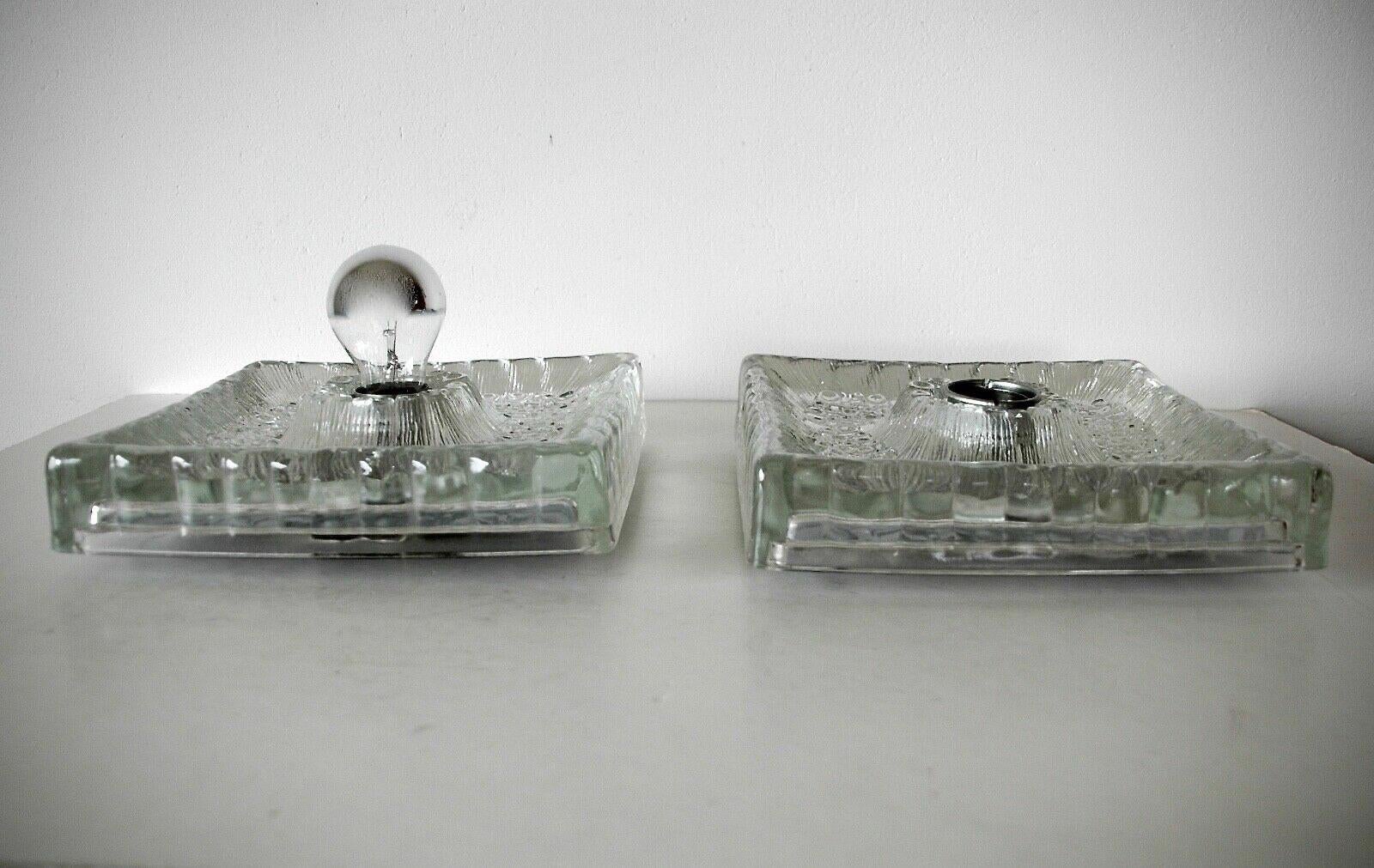 Pair of Bubble Glass Pattern monumental Sconces or Flush Mounts ...