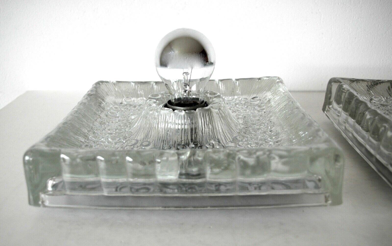 Pair of Bubble Glass Pattern monumental Sconces or Flush Mounts ...