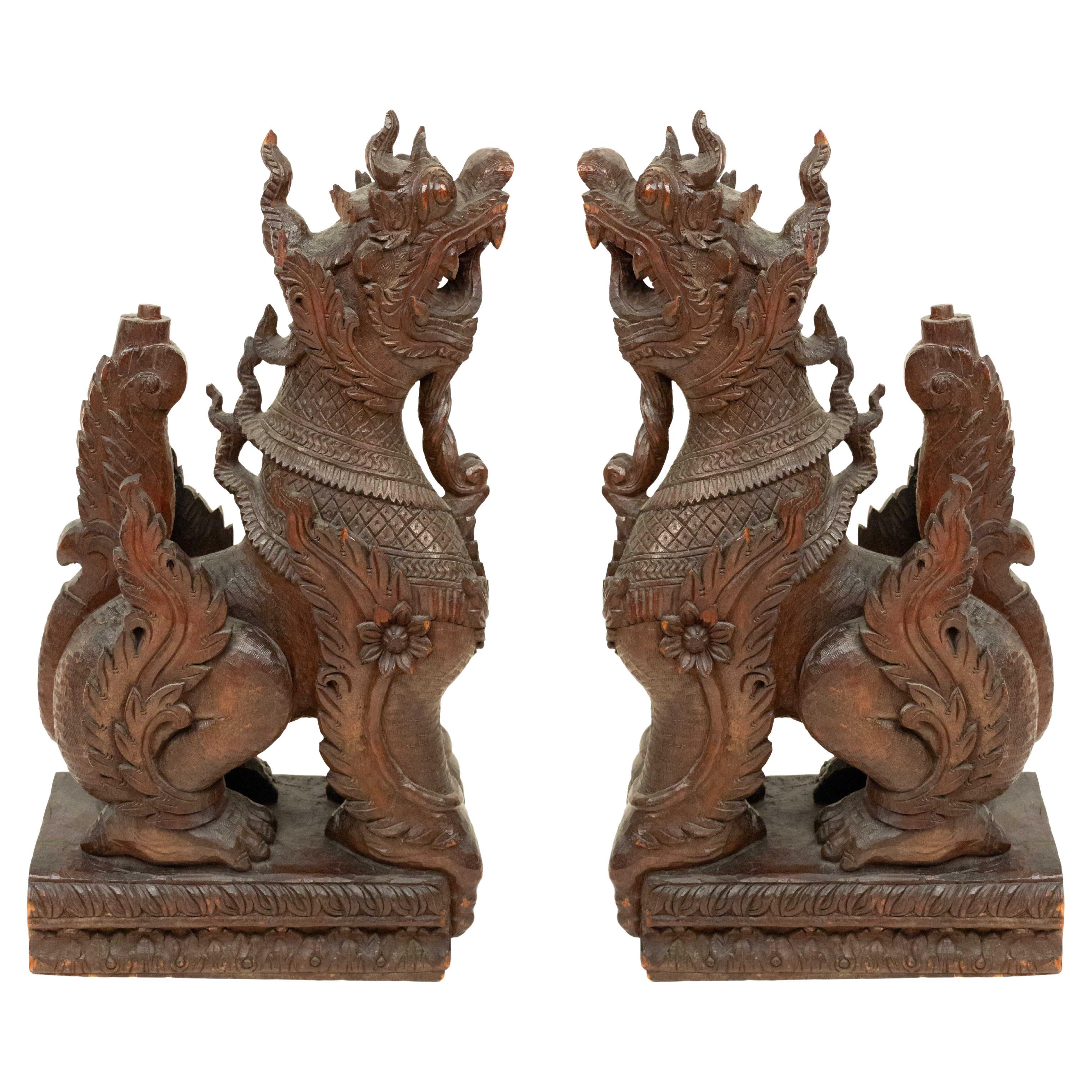 Super Large Impressive Pair of Foo Dog Sculptures at 1stDibs