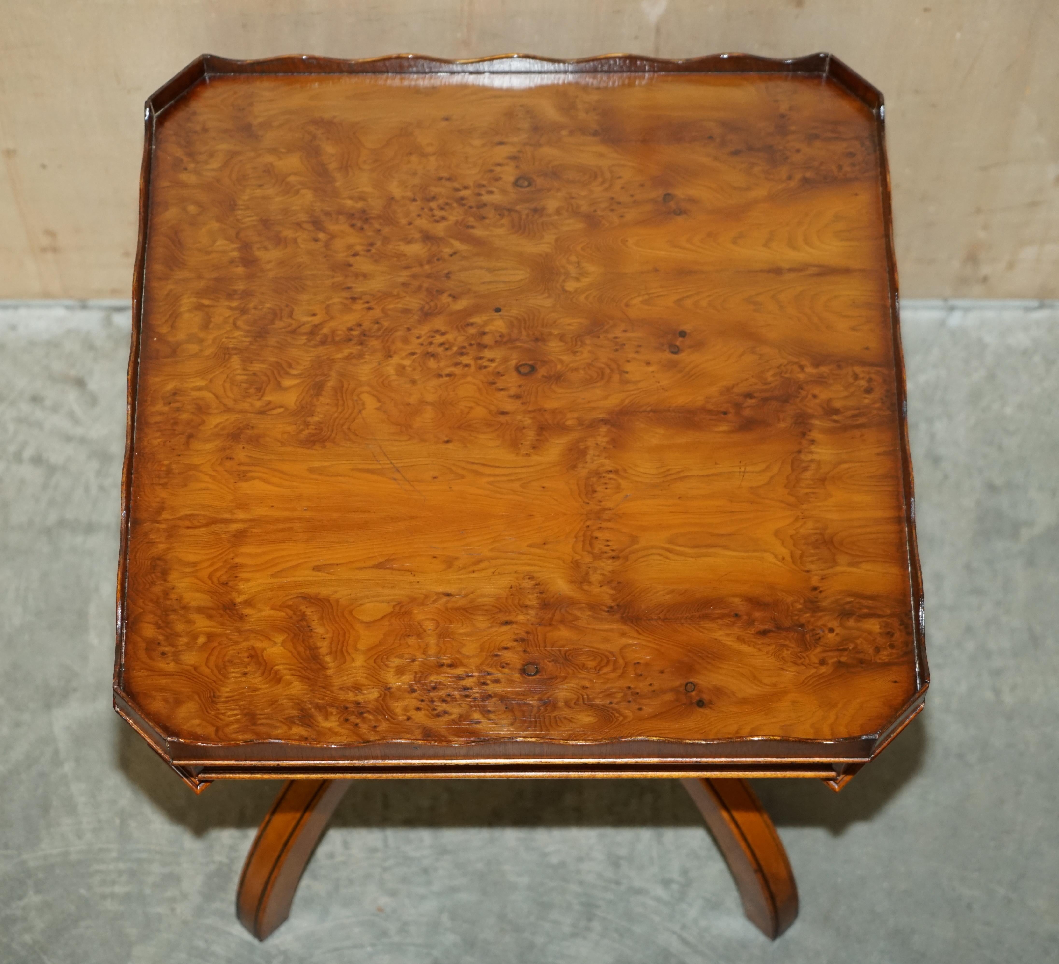 Pair of Burr Yew Wood Bevan Funnell Side Tables with Hidden Drawers ...