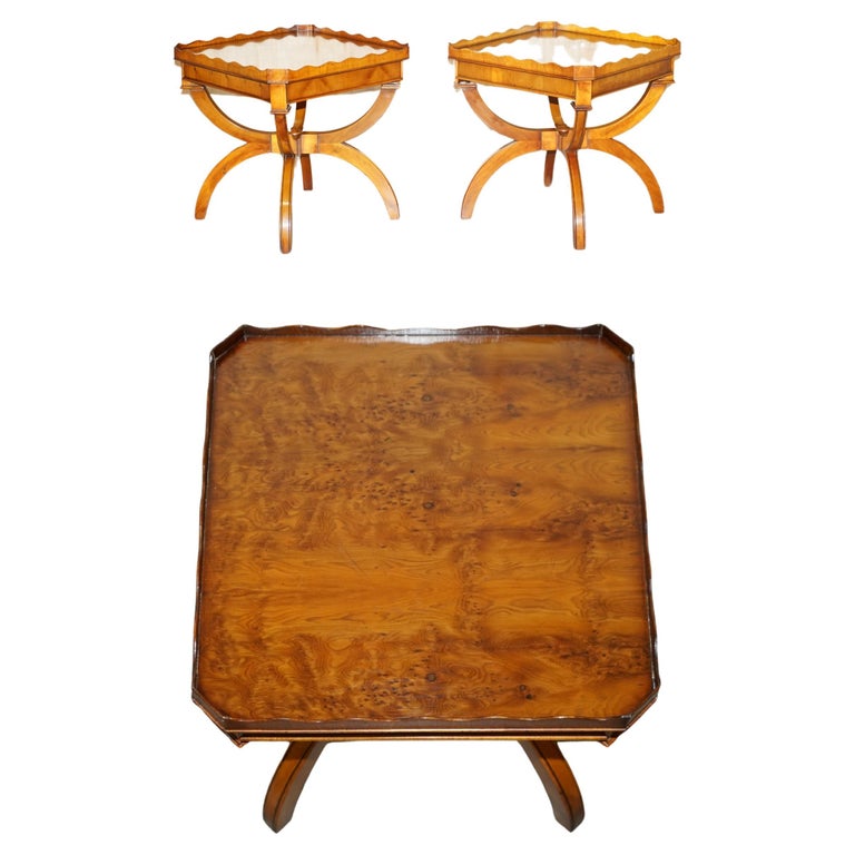 PAIR OF BURR YEW WOOD BEVAN FUNNELL SiDE TABLES WITH HIDDEN DRAWERS ...