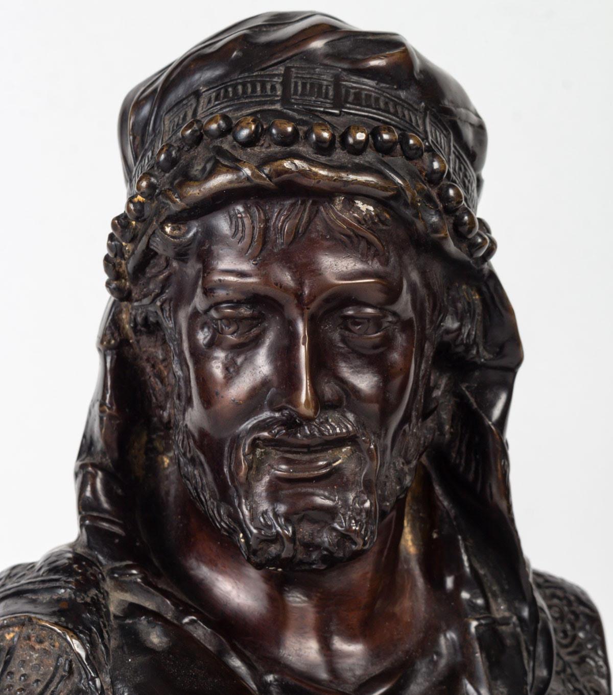 Pair of Bust of Franz Bergmann in Bronze from Vienna, Orientalist. For ...