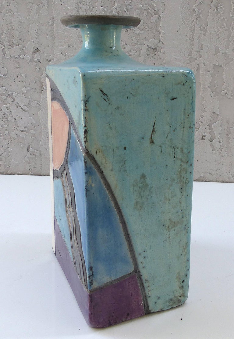 Pair of circa 1980s Abstract Hand Built Modern Glazed Pottery Vases at ...