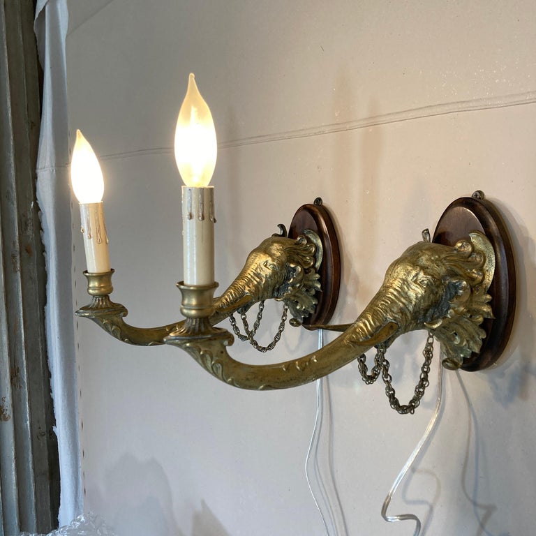 Pair of circa 1880 English Brass Sconces in the Form of Elephant Heads ...