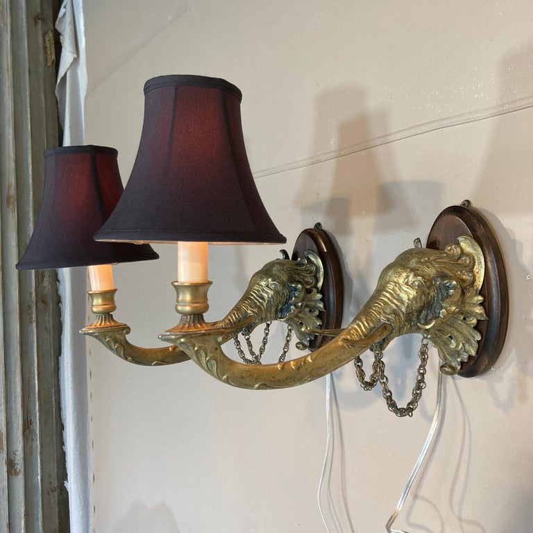 Pair of C.1880 English Brass Sconces in the Form of Elephant Heads For ...