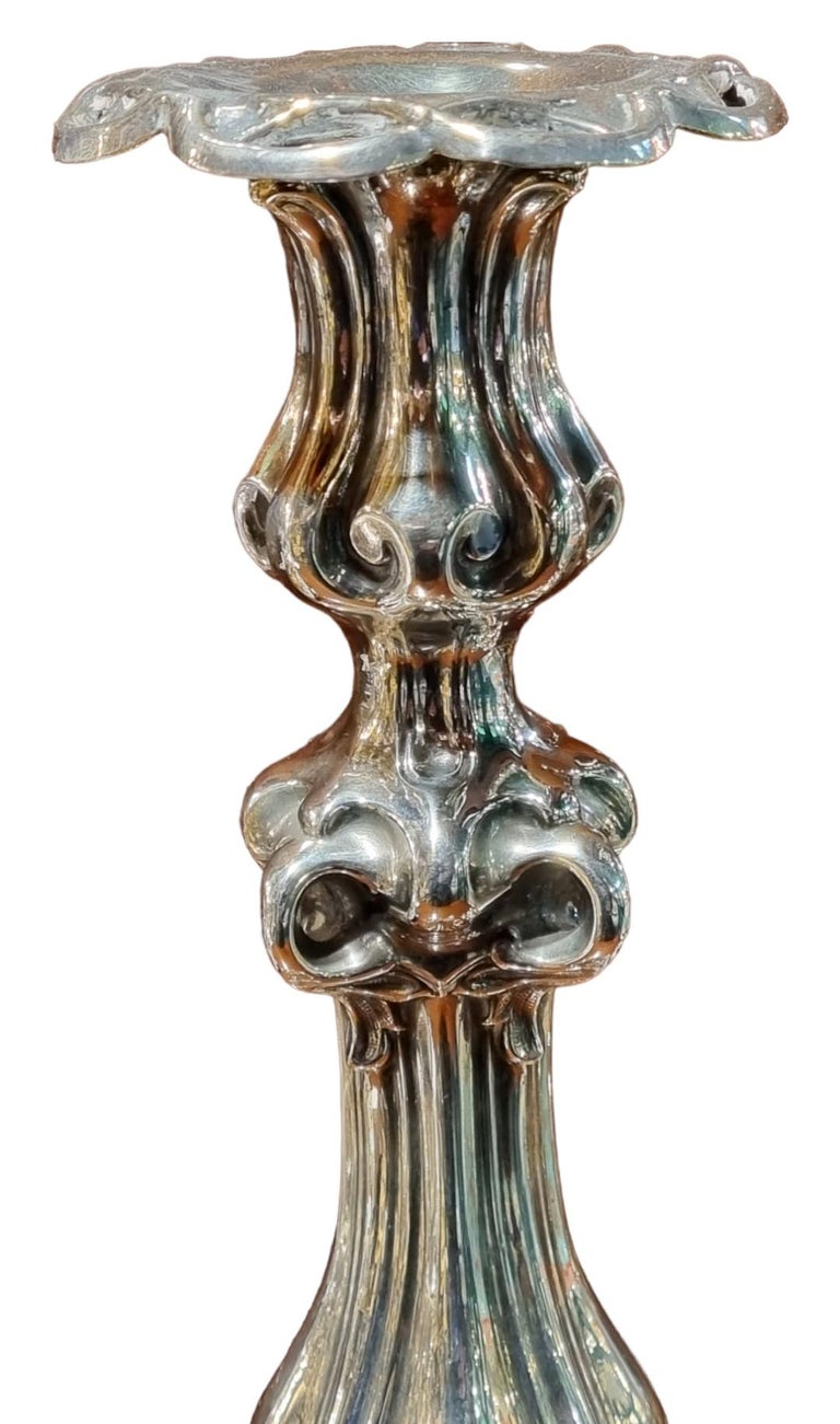 Pair of C 19th French Silver Candlesticks For Sale at 1stDibs