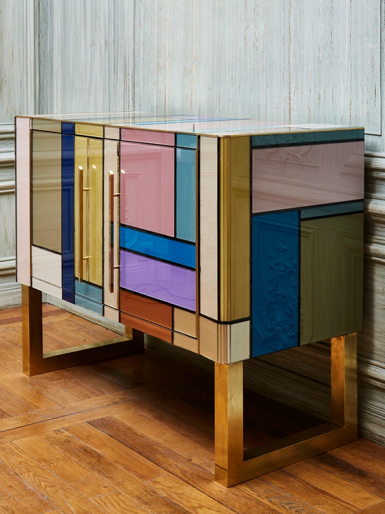 Pair of Cabinets in Tainted Mirror, by Studio Glustin at 1stDibs