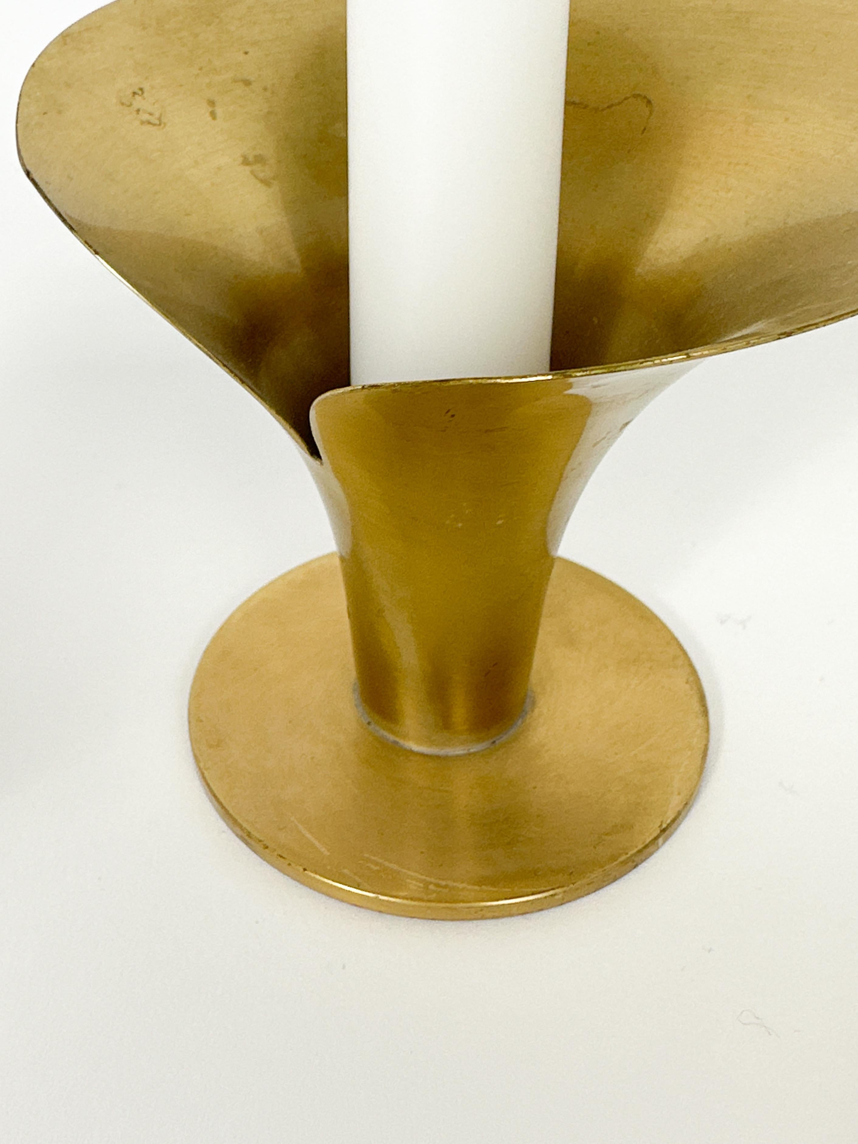 Pair of Calla Lily Candle Holders Carl Einar Borgström Brass Ystad ...