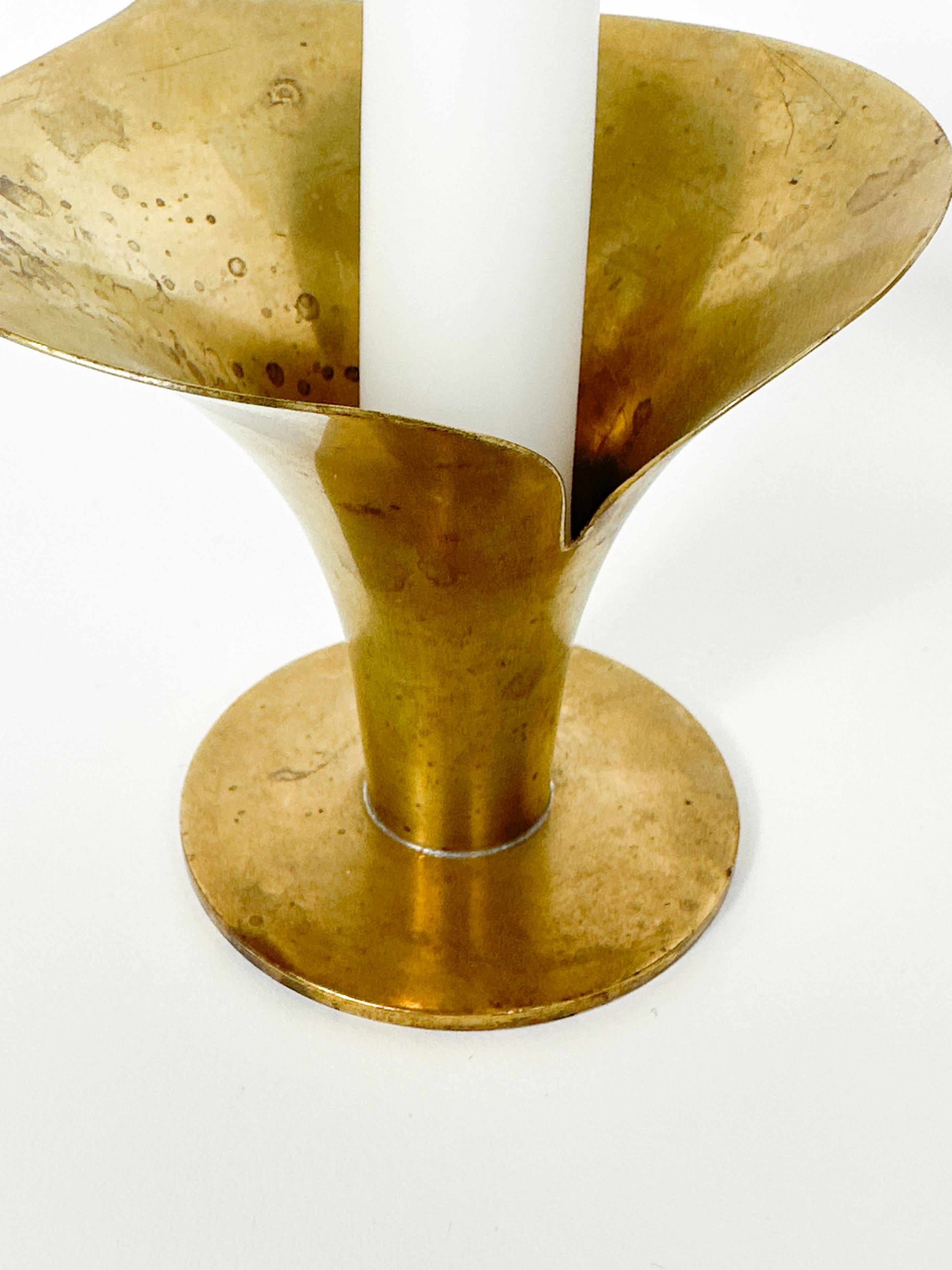 Pair of Calla Lily Candle Holders Carl Einar Borgström Brass Ystad ...