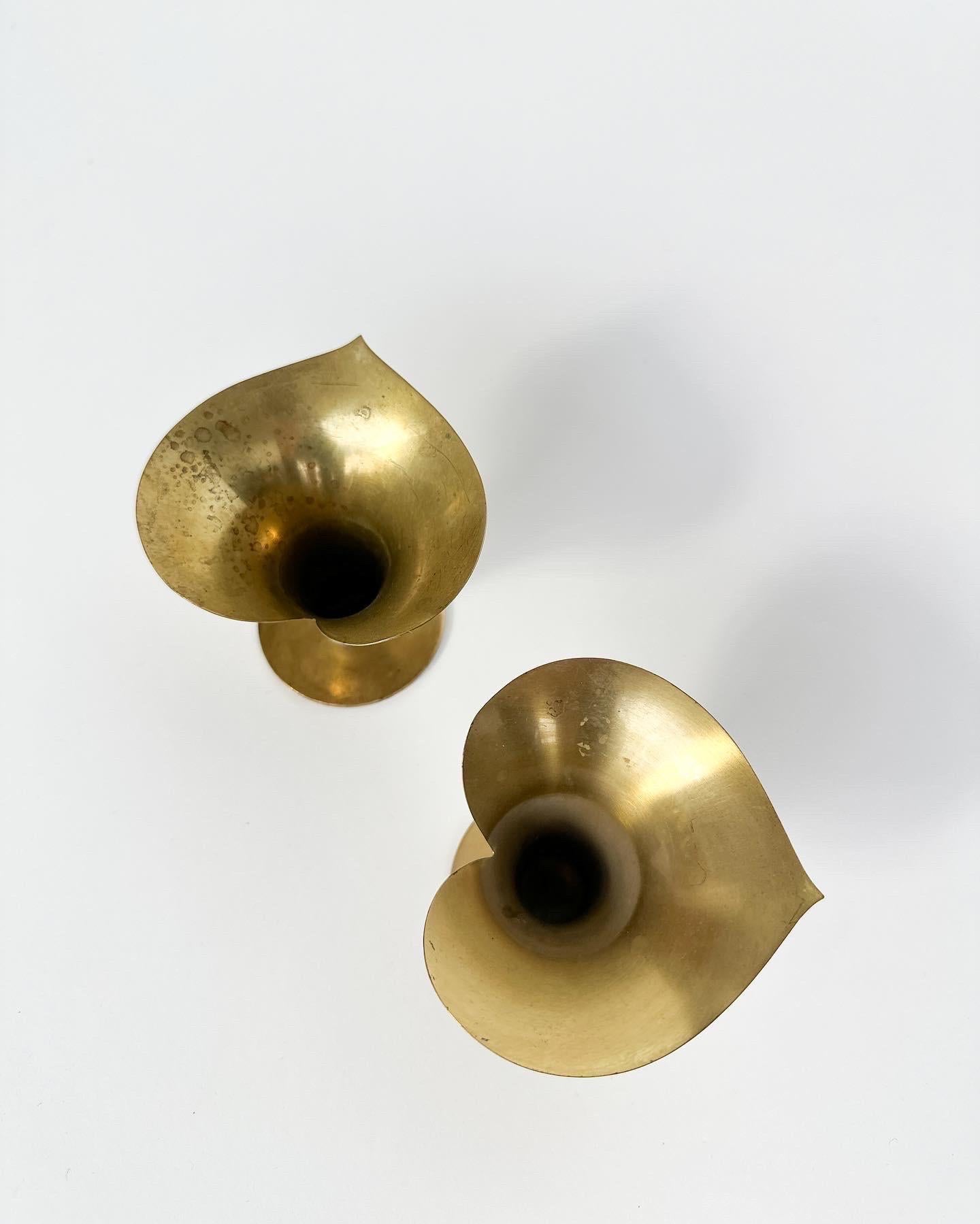 Pair of Calla Lily Candle Holders Carl Einar Borgström Brass Ystad ...