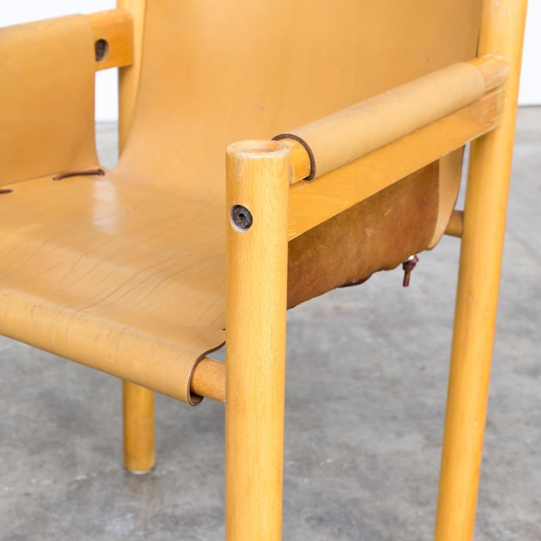 Pair of Camel Brown Leather and wood Dining Chair for Ibisco Sedie set ...