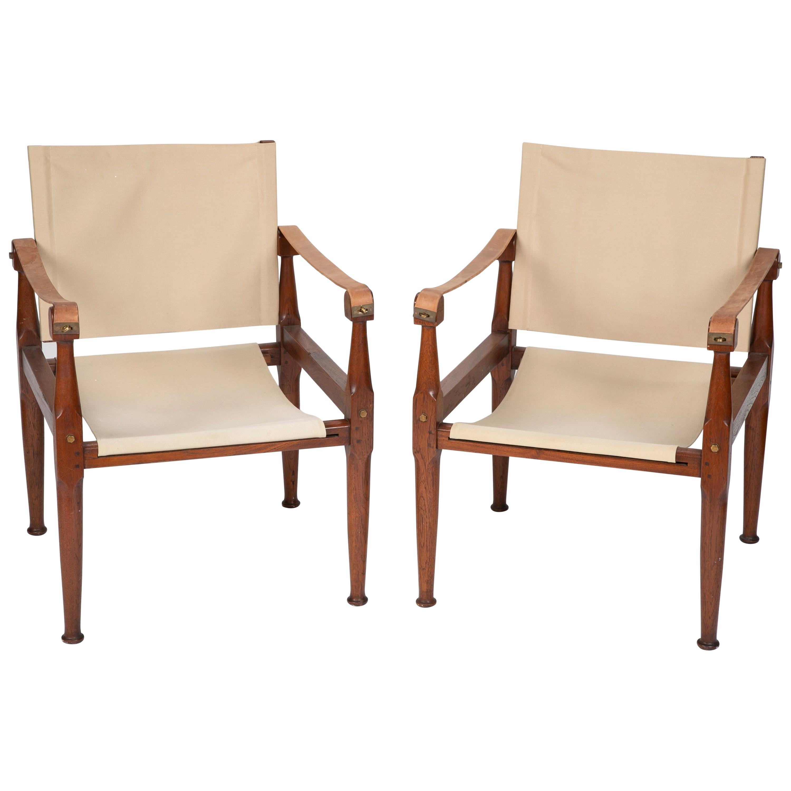 Pair of Campaign Chairs in the Manner of Karre Klint at 1stDibs