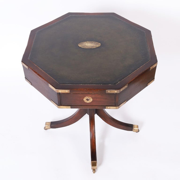 Pair of Campaign Leather Top Tables or Stands For Sale at 1stDibs