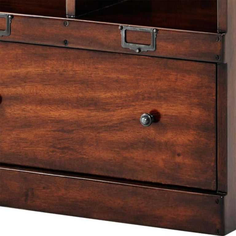 Pair of Campaign Style Bookcases For Sale at 1stDibs