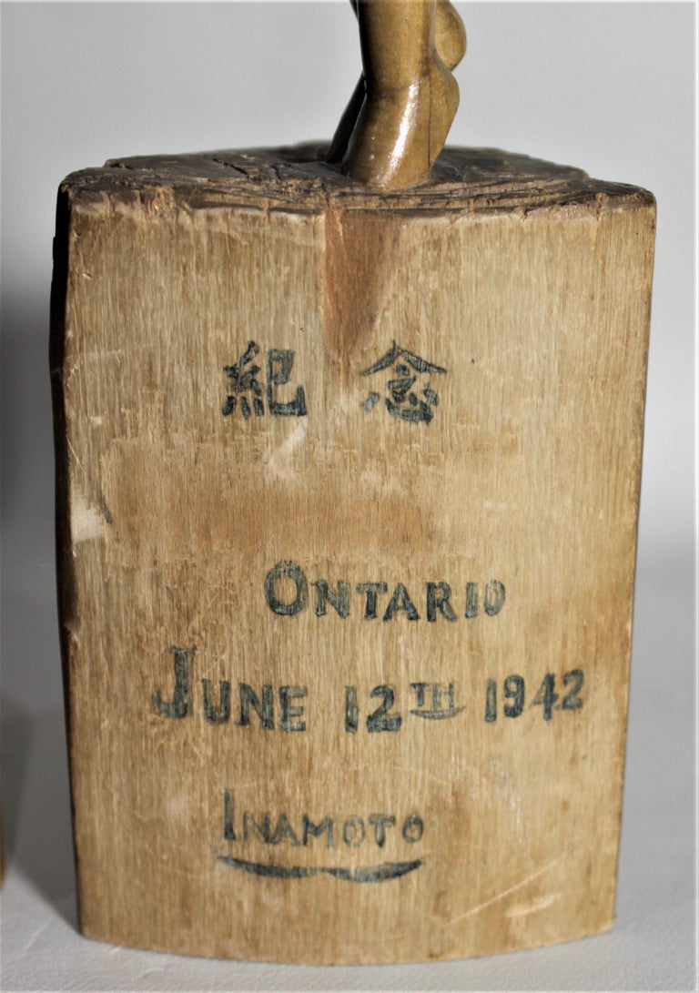 Pair of Canadian Folk Art Carved Japanese Internment Camp Figures or ...