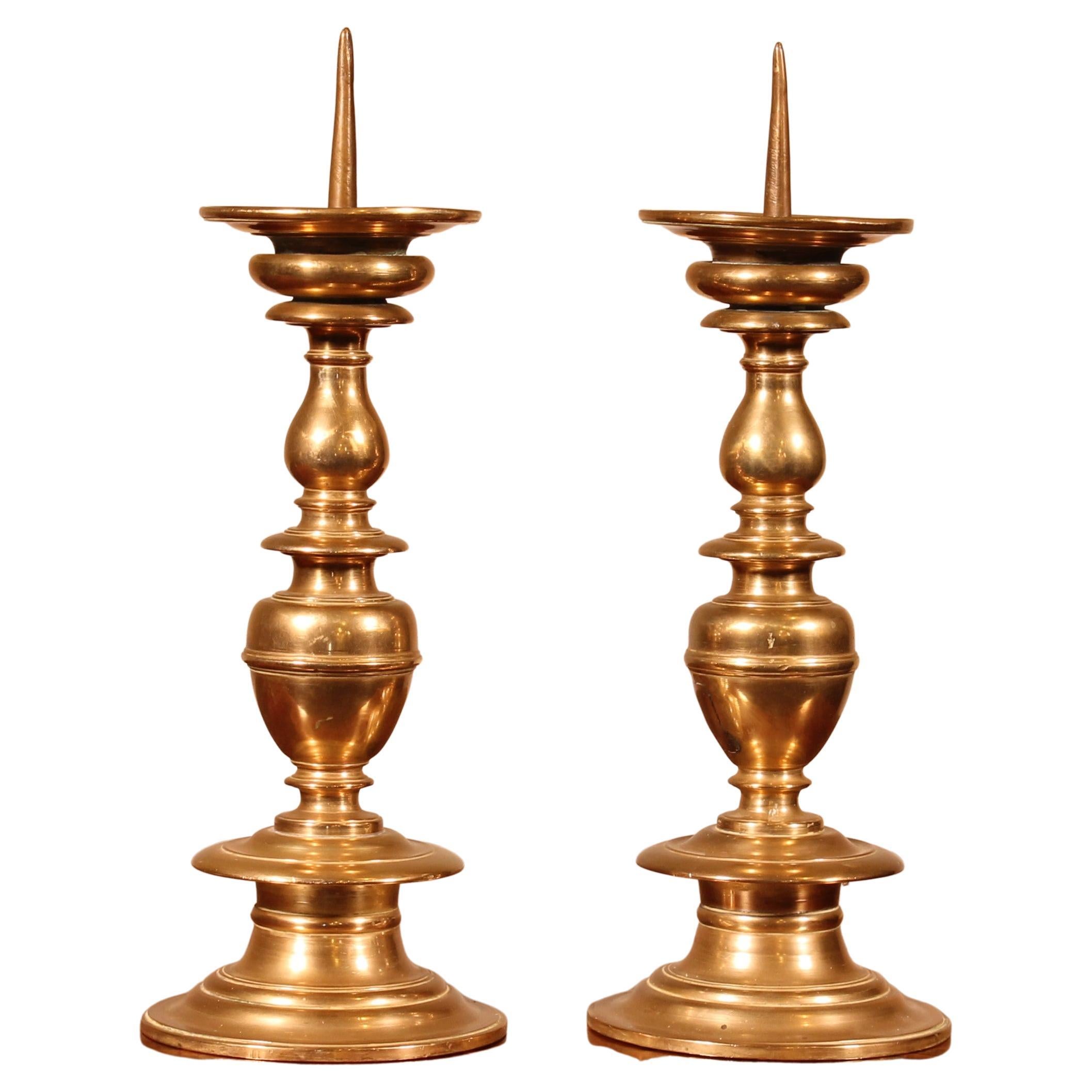 Pair of Small Candlesticks in Bronze, 18th Century For Sale at 1stDibs