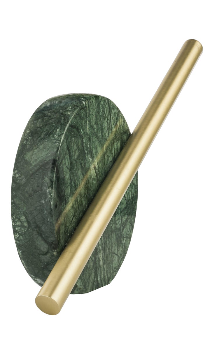 Pair of "Canon/T" Handmade Sculpture Lamps Tables in Metal and Marble ...