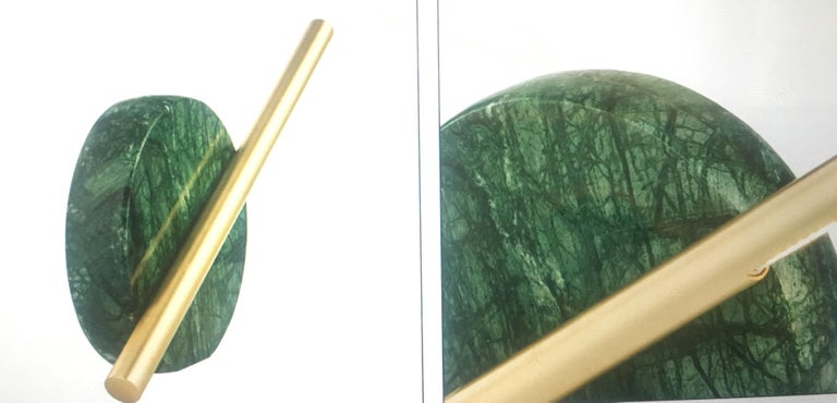 Pair of "Canon/T" Handmade Sculpture Lamps Tables in Metal and Marble ...