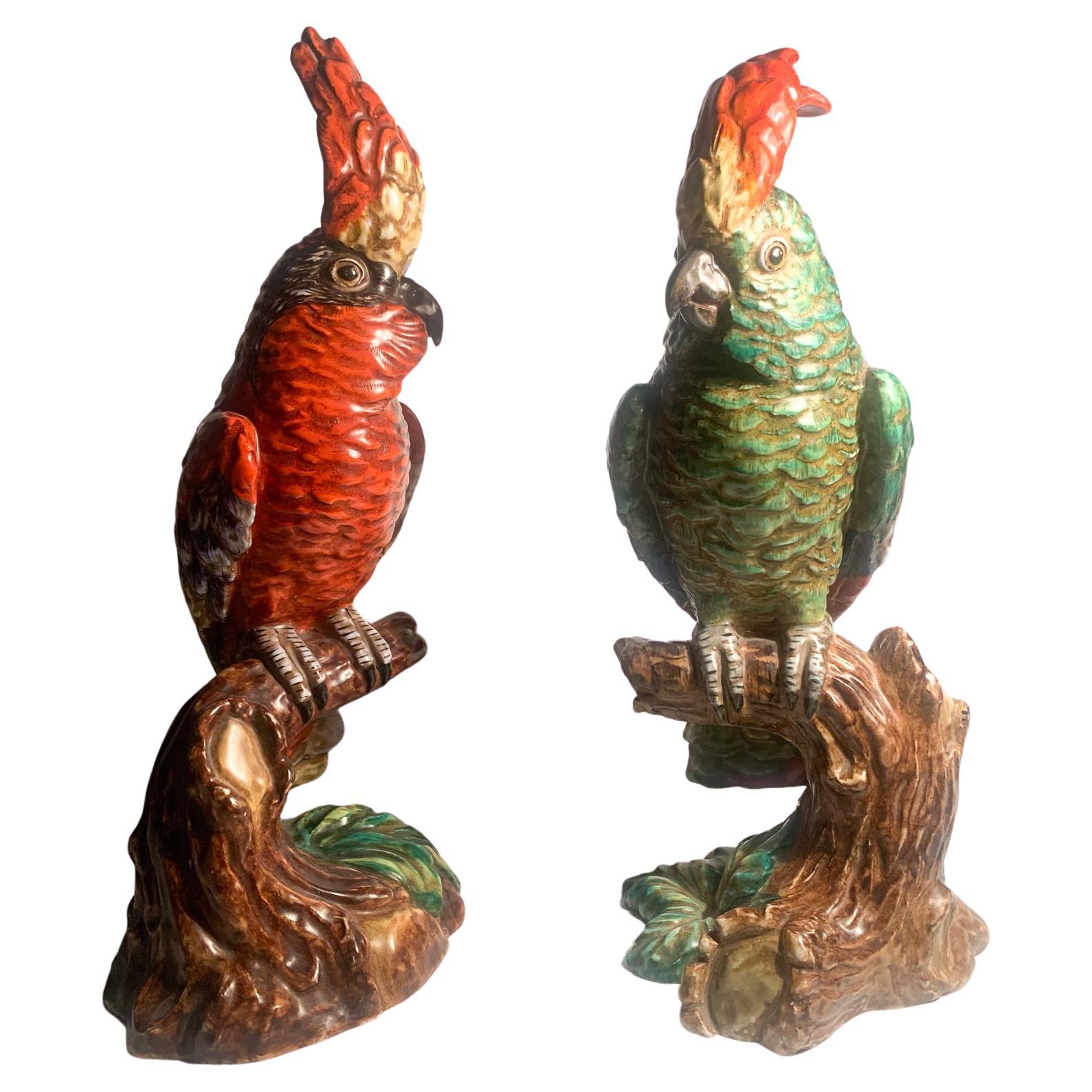Ceramic Hand Painted Parrot Figurine For Sale at 1stDibs