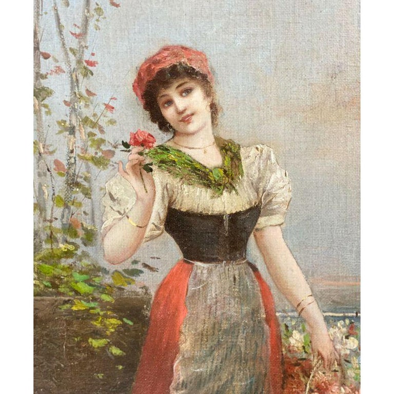 Pair of Carlo Valensi Oil on Canvas Paintings of Beauties Italian, 19th ...