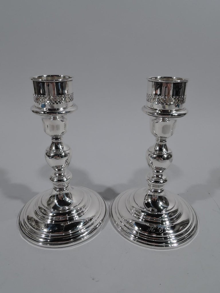 Pair of Cartier American Sterling Silver and Glass Hurricane Lamps at ...