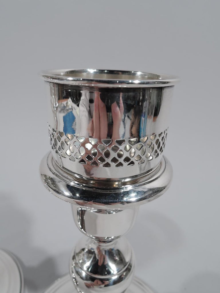 Pair of Cartier American Sterling Silver and Glass Hurricane Lamps at ...