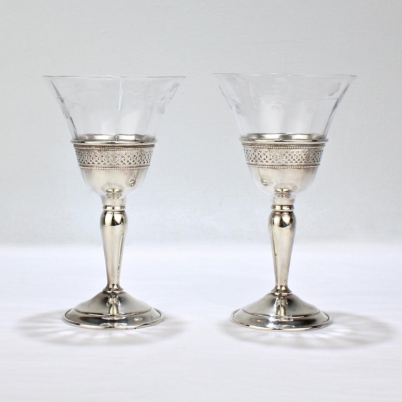 Pair of Cartier Sterling Silver Midcentury Sterling Silver and Glass ...
