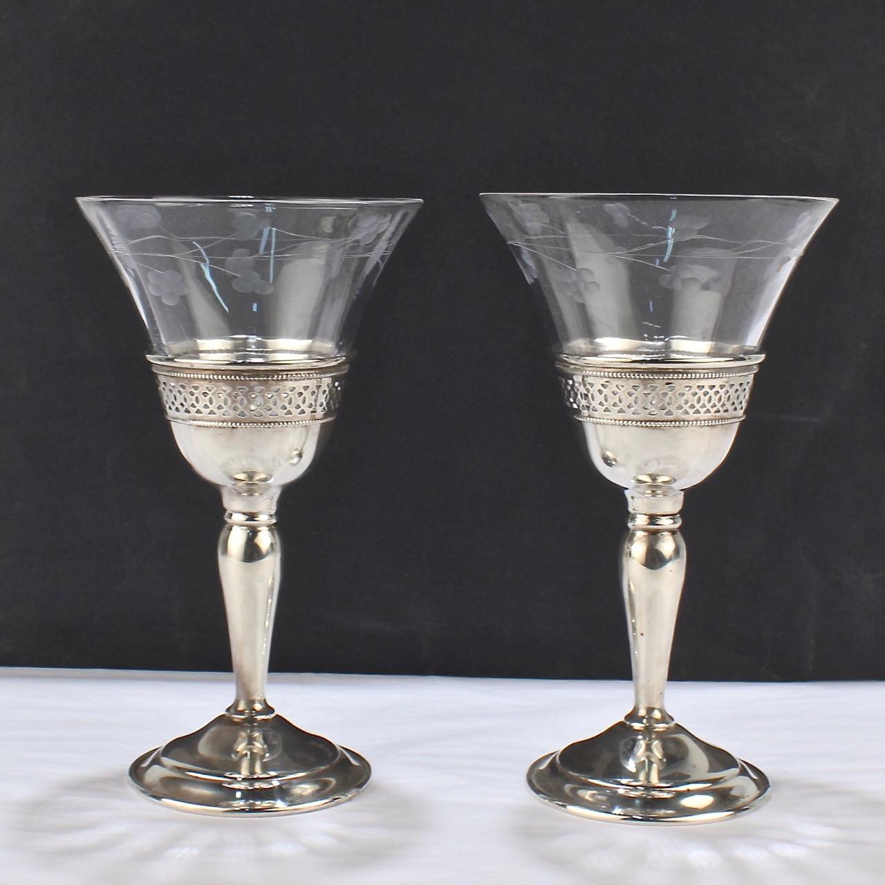 Pair of Cartier Sterling Silver Midcentury Sterling Silver and Glass ...