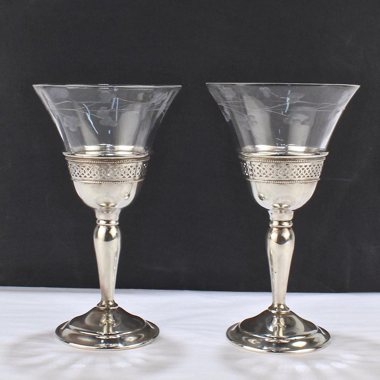 Pair of Cartier Sterling Silver Midcentury Sterling Silver and Glass ...