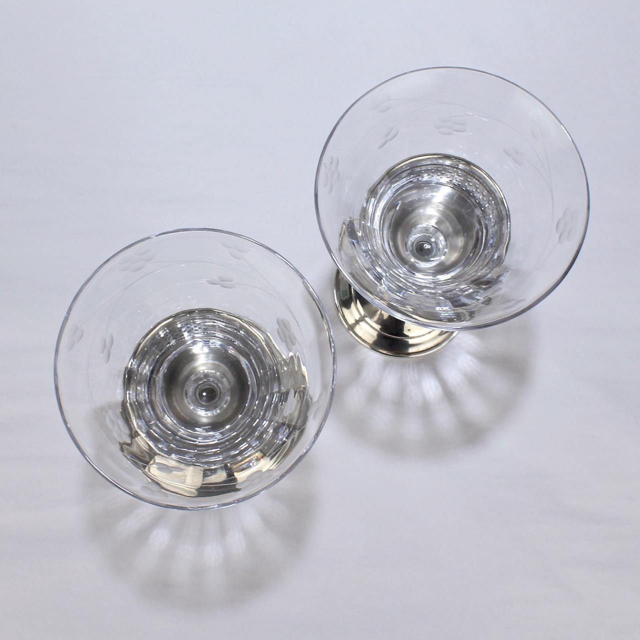 Pair of Cartier Sterling Silver Midcentury Sterling Silver and Glass ...