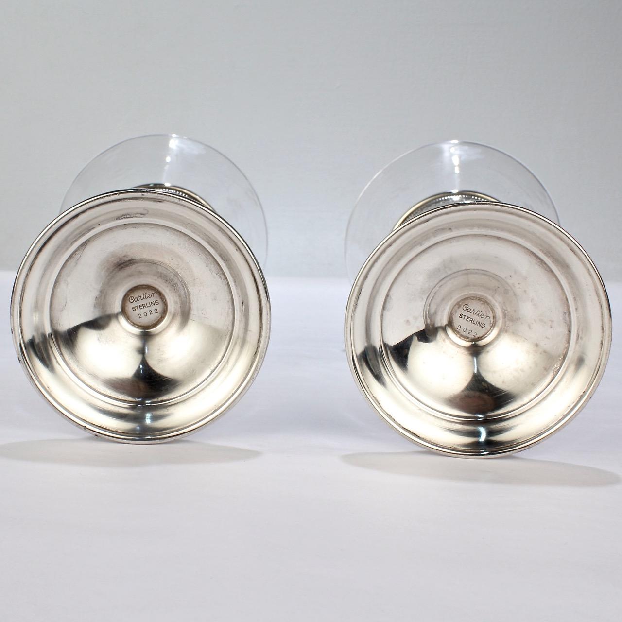 Pair of Cartier Sterling Silver Midcentury Sterling Silver and Glass ...