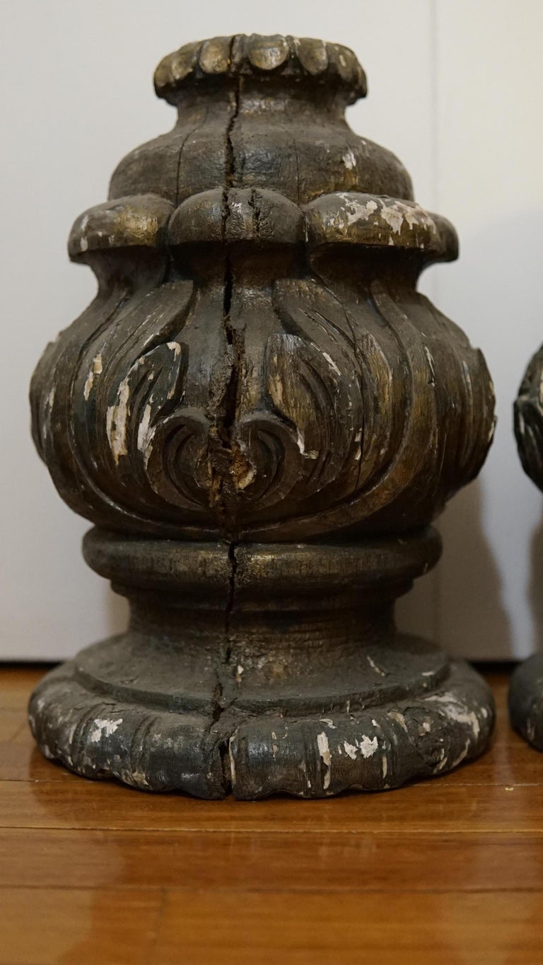 Pair of Carved and Giltwood Italian Architectural Finials For Sale at ...