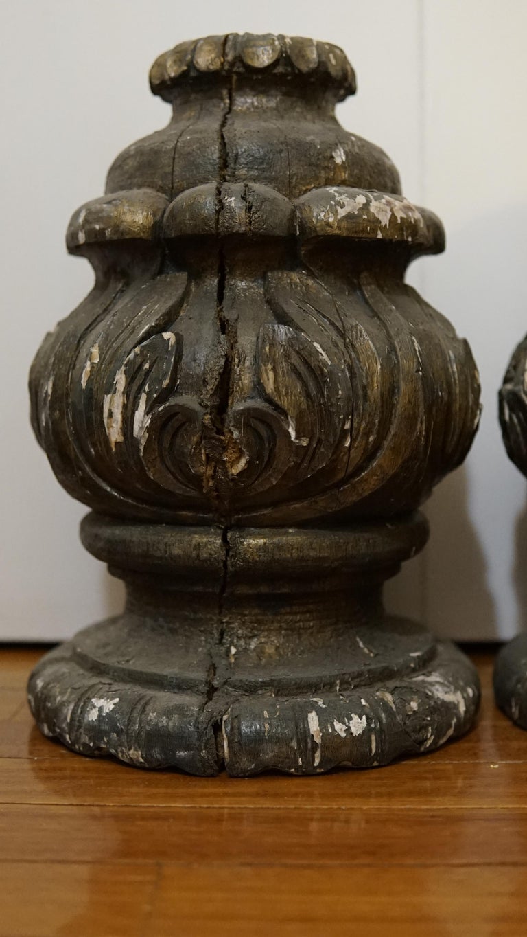 Pair of Carved and Giltwood Italian Architectural Finials For Sale at ...