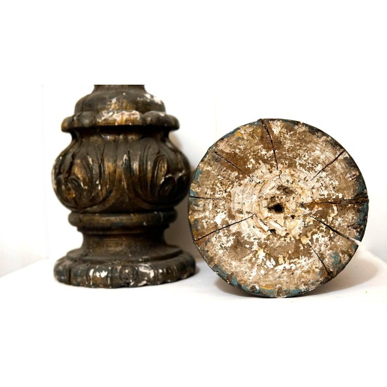 Pair of Carved and Giltwood Italian Architectural Finials For Sale at ...