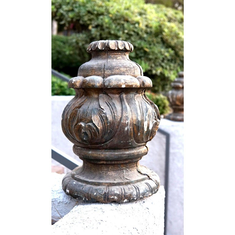 Pair of Carved and Giltwood Italian Architectural Finials For Sale at ...
