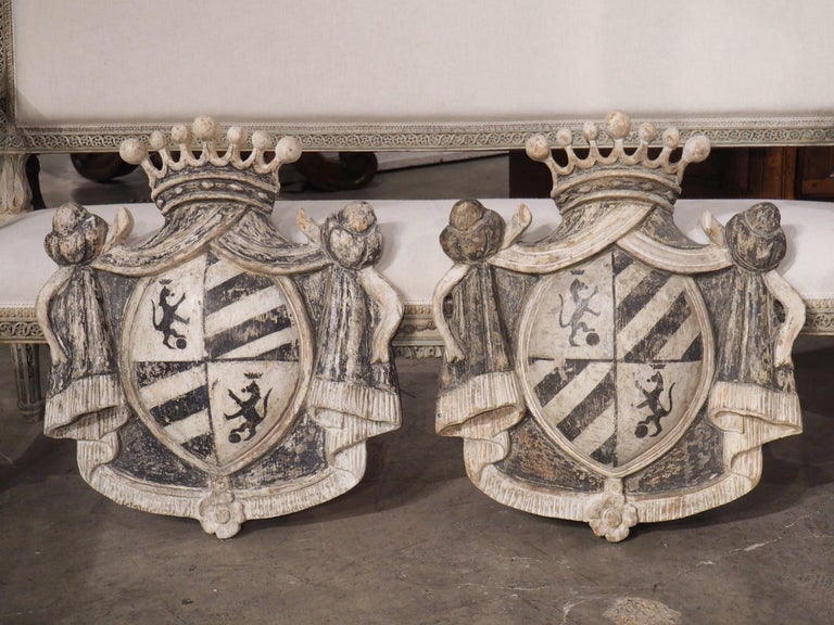 Pair of Carved and Painted Wooden Coat of Arms Plaques from Italy For ...