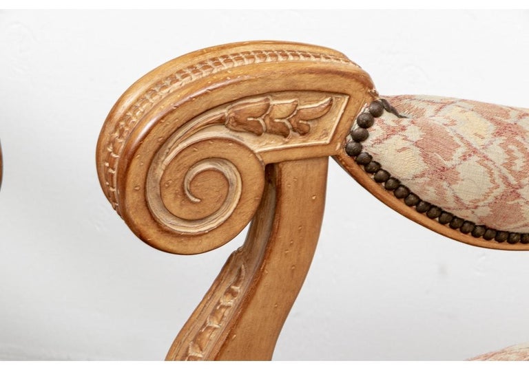 Pair of Carved Hall Chairs with Nail Head Decoration For Sale at 1stDibs