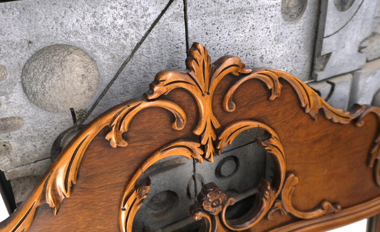 Pair of Carved Light Amber Tone Walnut Wall Chippendale Style Mirrors ...