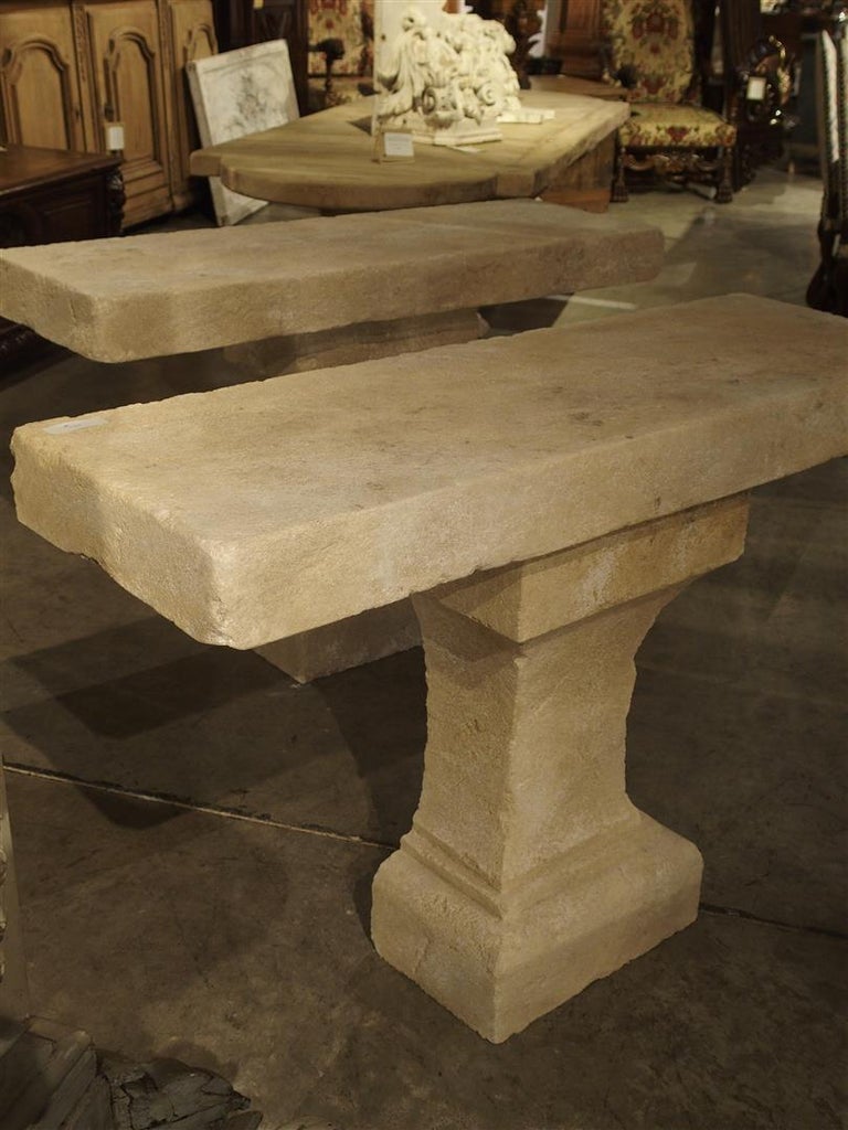 Pair of Carved Limestone Console Tables from the South of France at 1stDibs