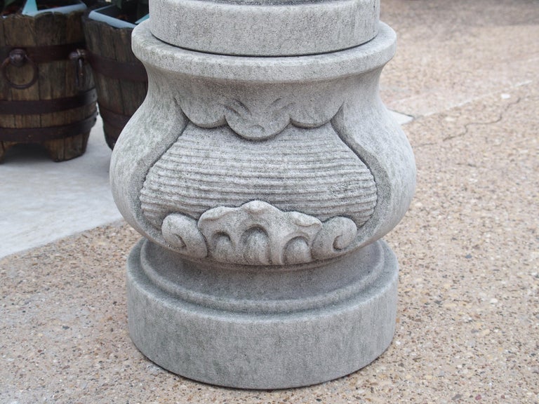 Pair of Carved Limestone Pineapple Finials on Pedestals For Sale at 1stDibs