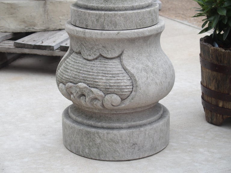 Pair of Carved Limestone Pineapple Finials on Pedestals For Sale at 1stDibs