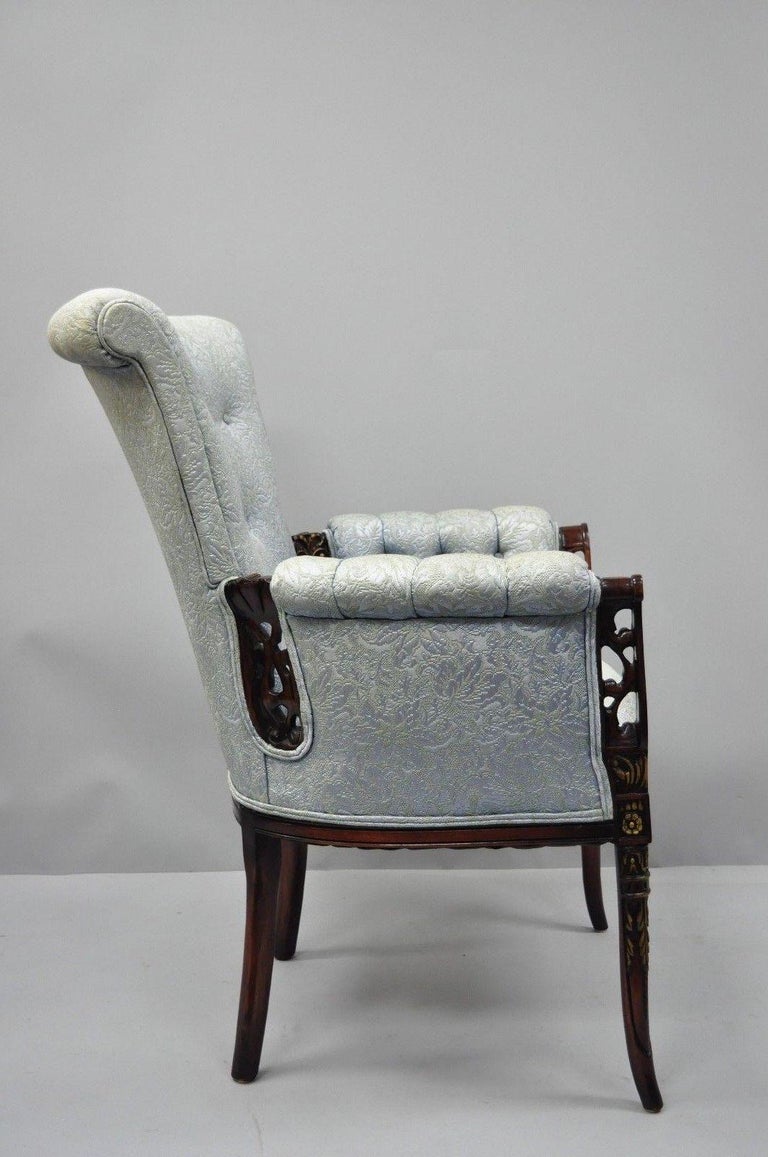 Pair of Carved Mahogany Fireside Armchairs French Hollywood Regency ...