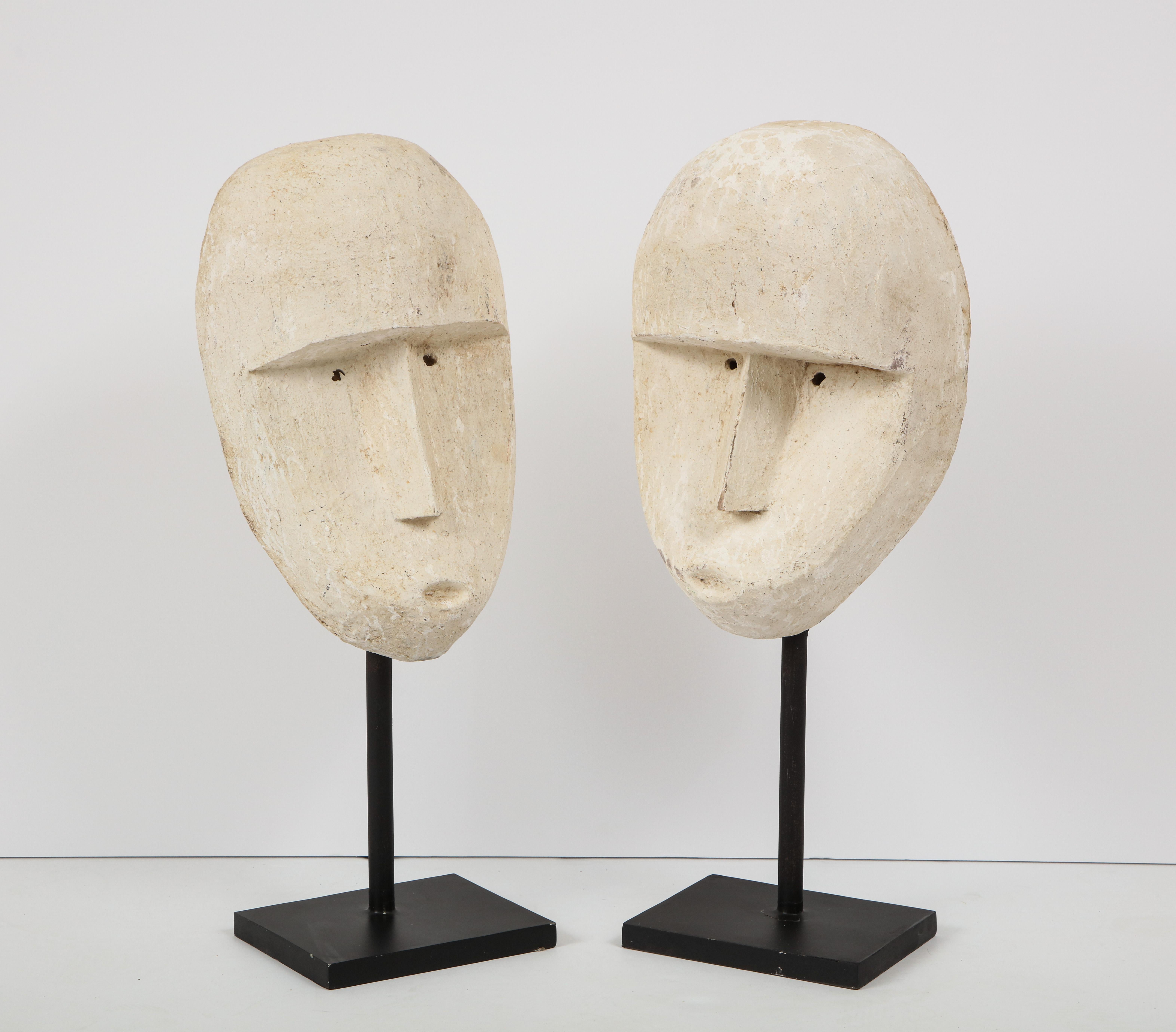 Pair of Carved Modernist Plaster Mask Sculptures at 1stDibs | plaster ...