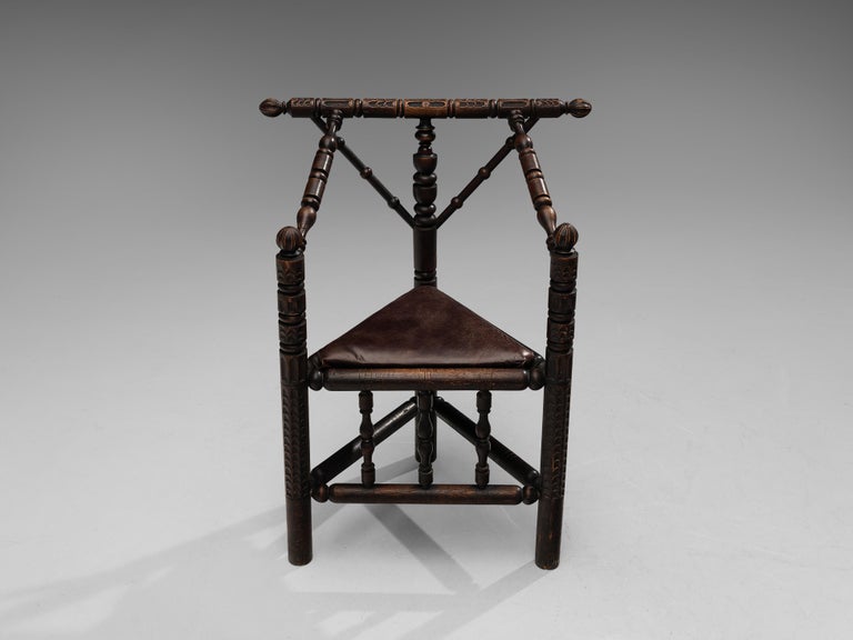 Pair of Carved Swedish Monk Chairs in Solid Oak For Sale at 1stDibs