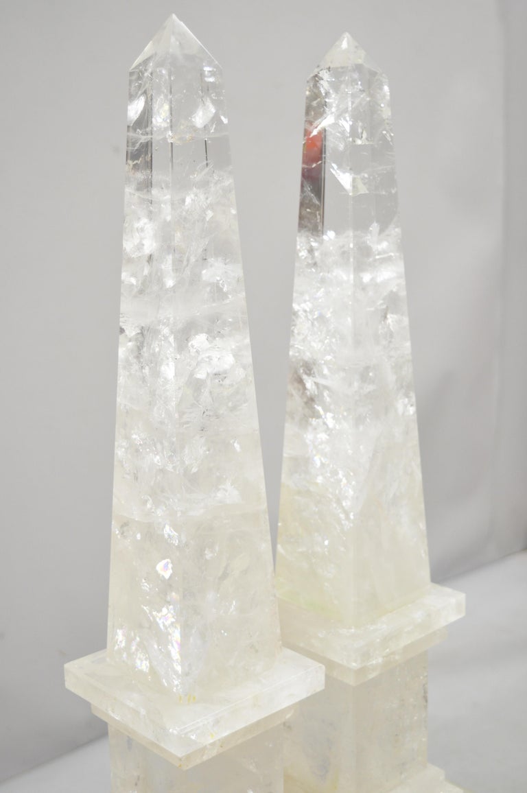 Pair of Carved Rock Crystal Quartz Obelisk at 1stDibs