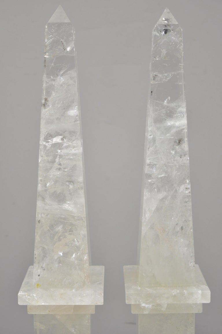 Pair of Carved Rock Crystal Quartz Obelisk at 1stDibs