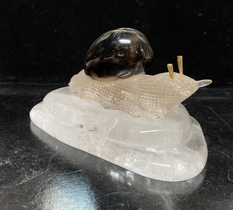 Pair of Carved Rock Crystal Snails For Sale at 1stDibs
