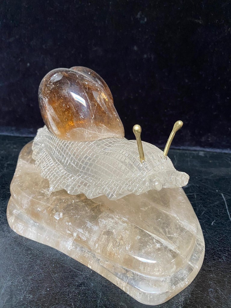 Pair of Carved Rock Crystal Snails For Sale at 1stDibs